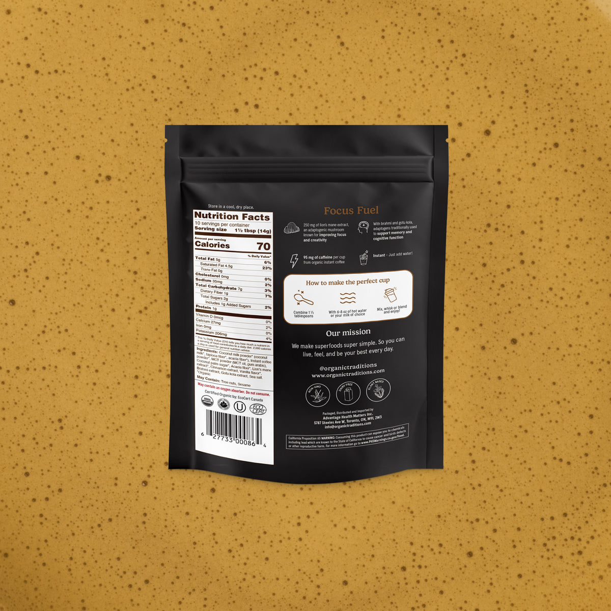 Focus Fuel Mushroom Coffee | Organic Traditions Canada